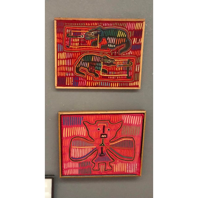 Mid Century Kuna Mola Peruvian Textile Art Mythic Monster in Rustic ...