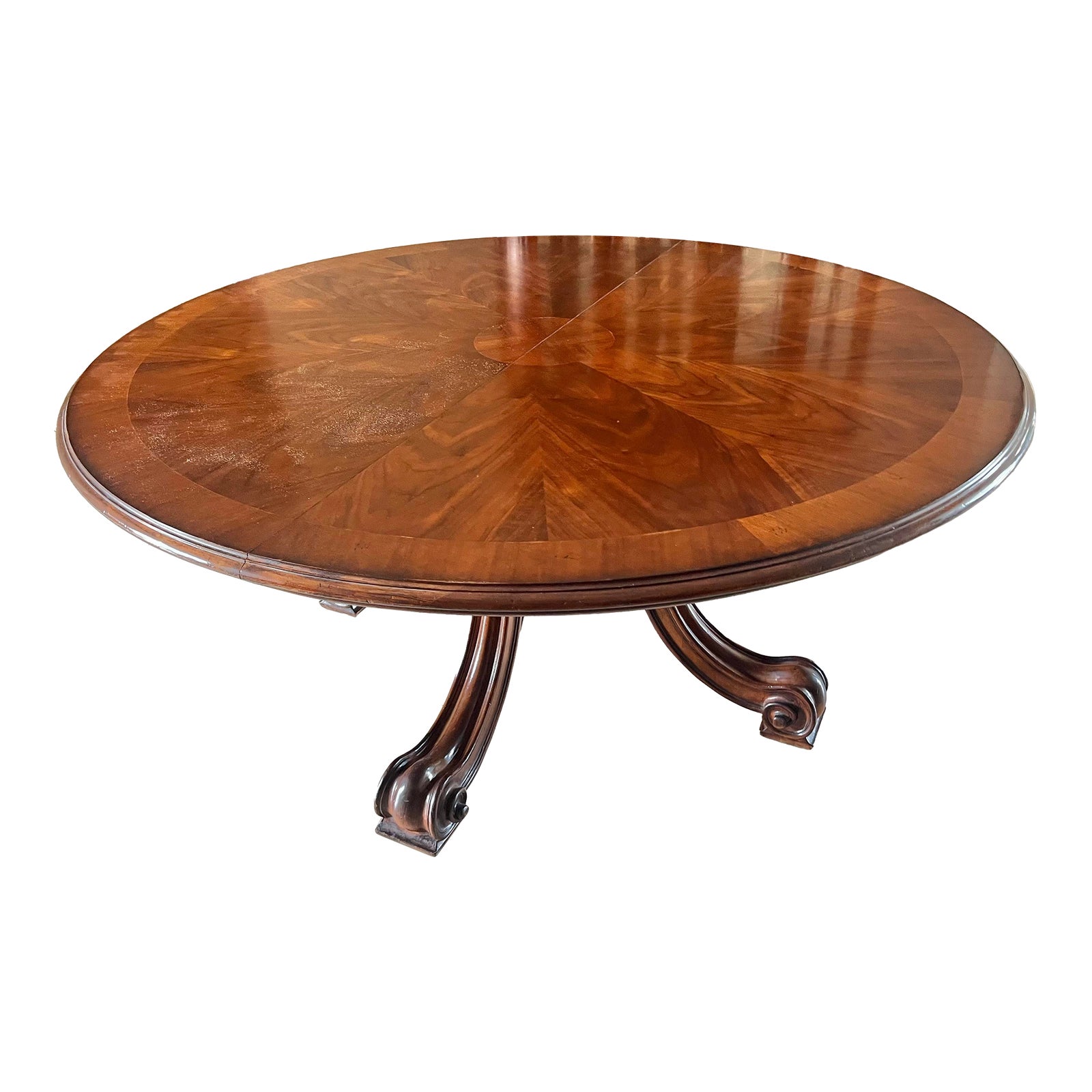 Vintage 18th Century Therian Volute Style Round Wood Table | Chairish