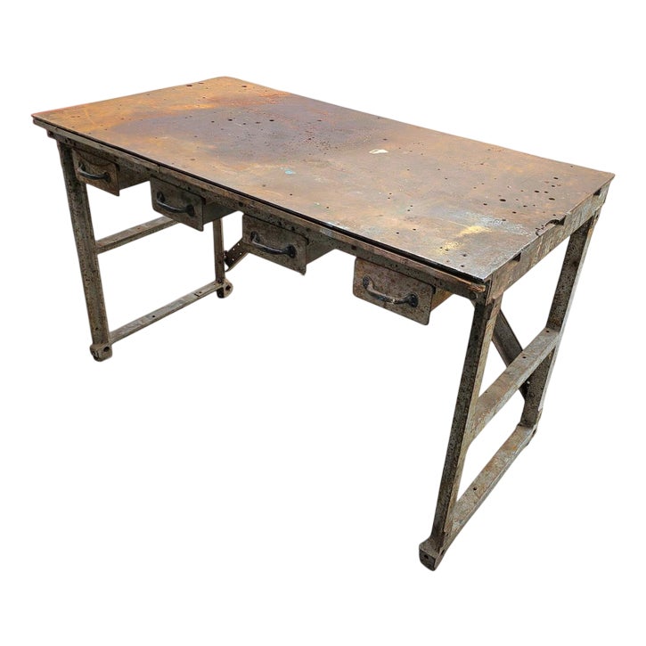 Industrial Iron Table, 1960s | Chairish