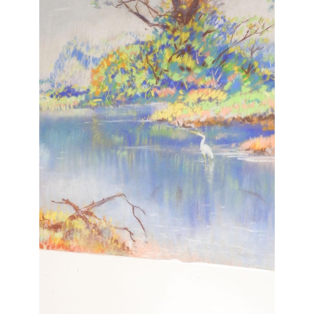 Mid 20th Century Simon Michael Lakeside Landscape Pastel Painting ...