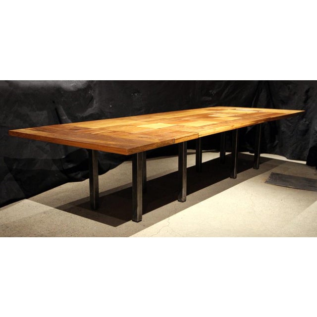 Large Iron and Wood Dining Table | Chairish