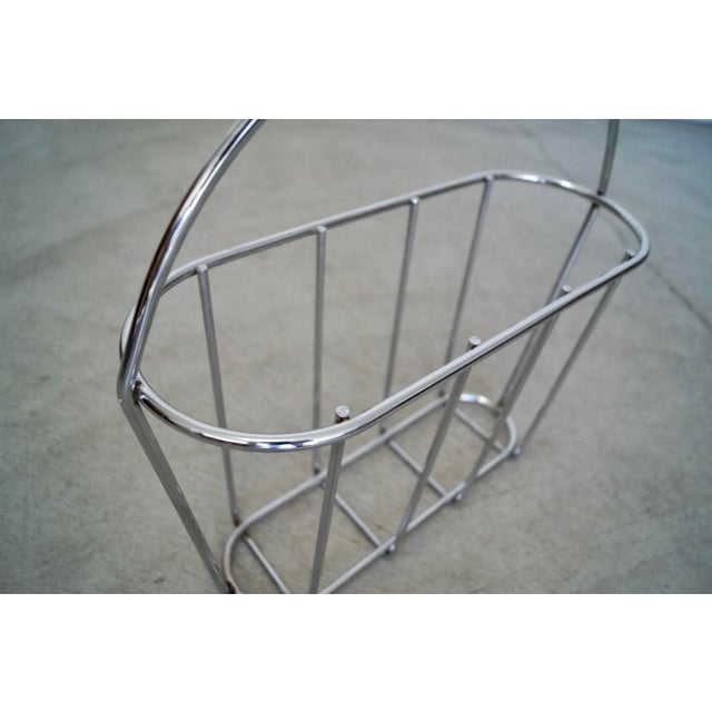 1970's Art Deco Chrome Magazine Rack | Chairish