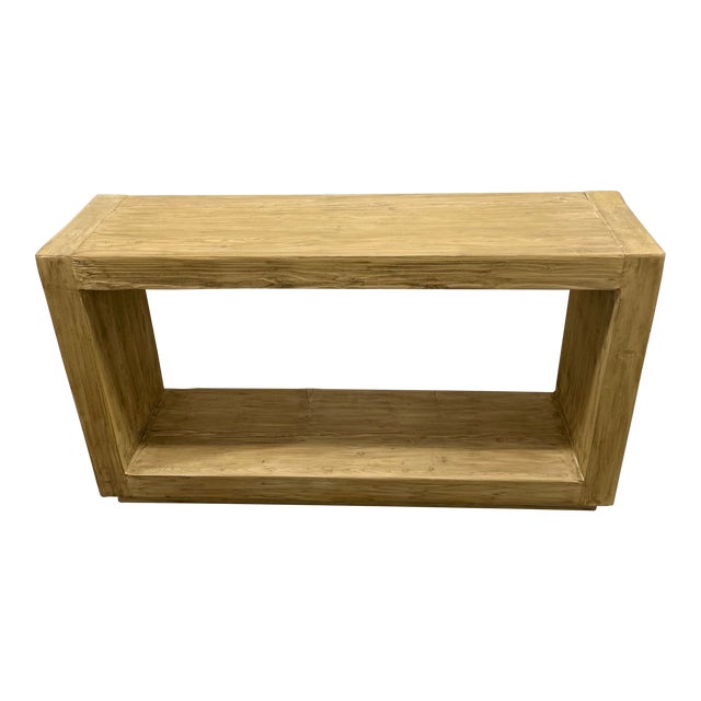 Natural Reclaimed Elm Wood Rectangle Console Table | Chairish