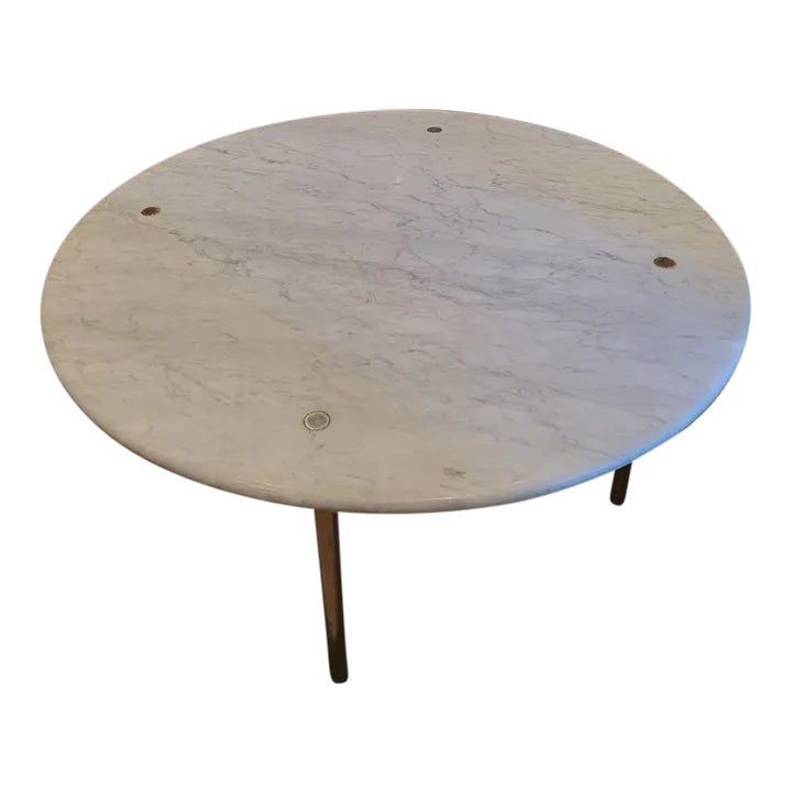 Large Round Marble Dining Table by Katavolos | Chairish