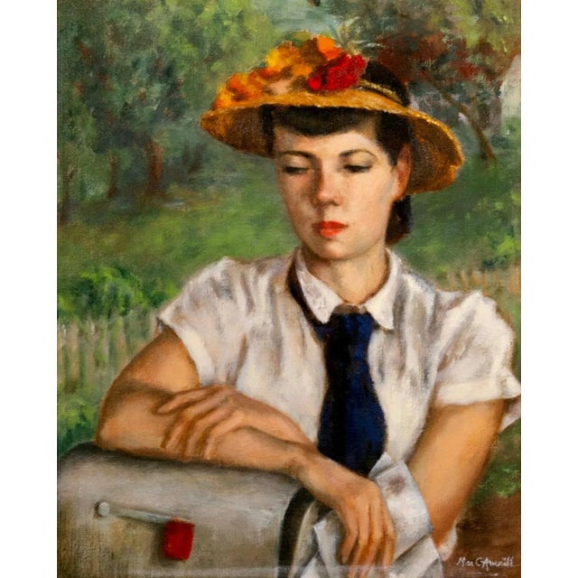 Mae C. Averill The Letter Signed Modernist Oil Painting on Canvas ...