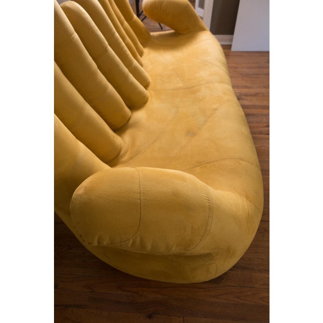 1960s Abstract Yellow Fabric Cupped Hands Couch | Chairish