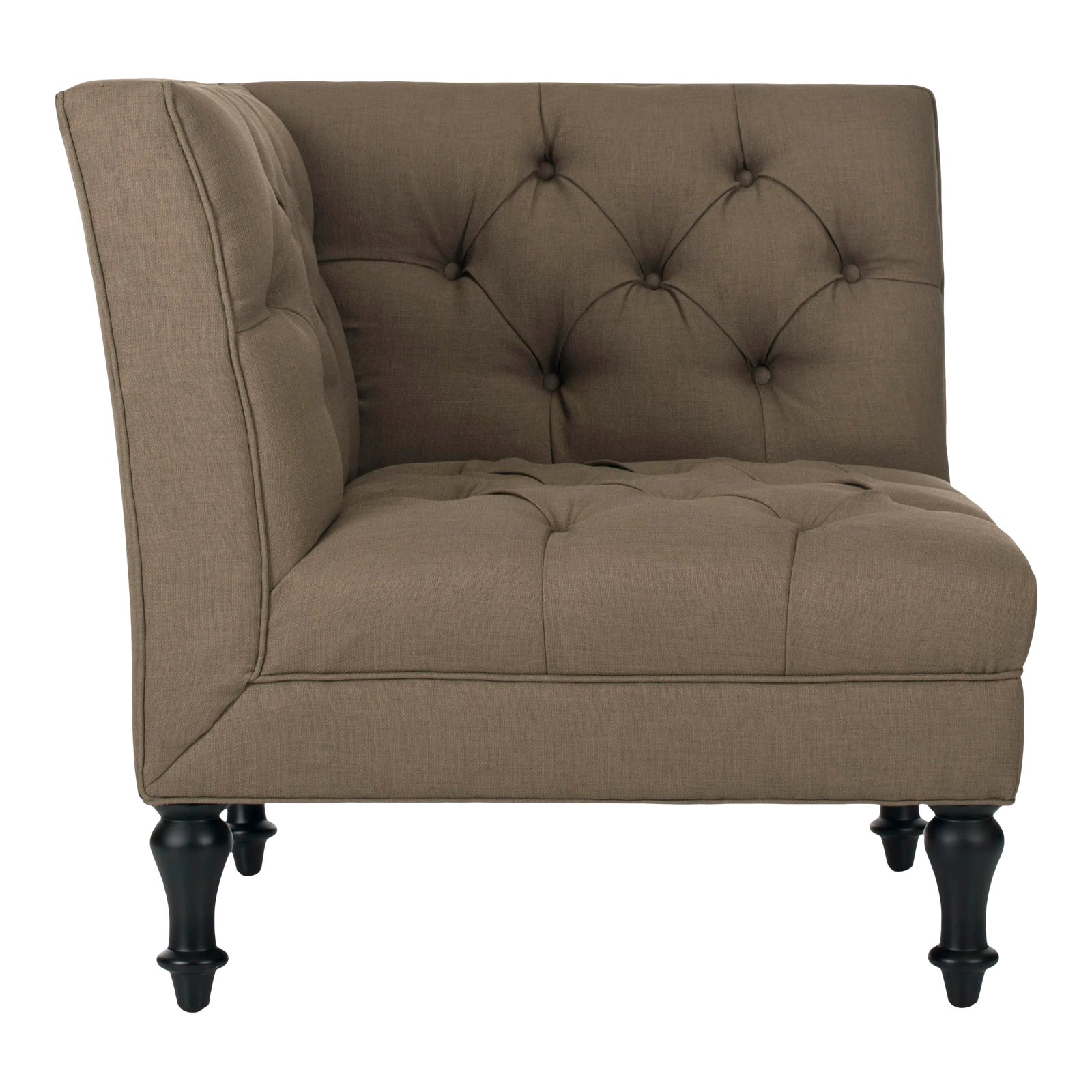 Tufted Corner Chair in Olive & Black | Chairish