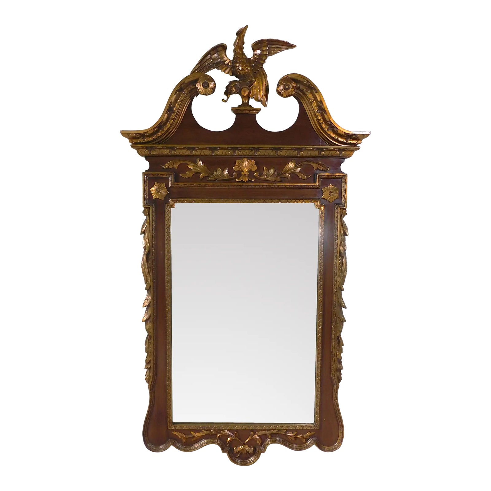 Vintage Stroupe Chippendale Mahogany Gilt Eagle Crested Wall Mirror ...