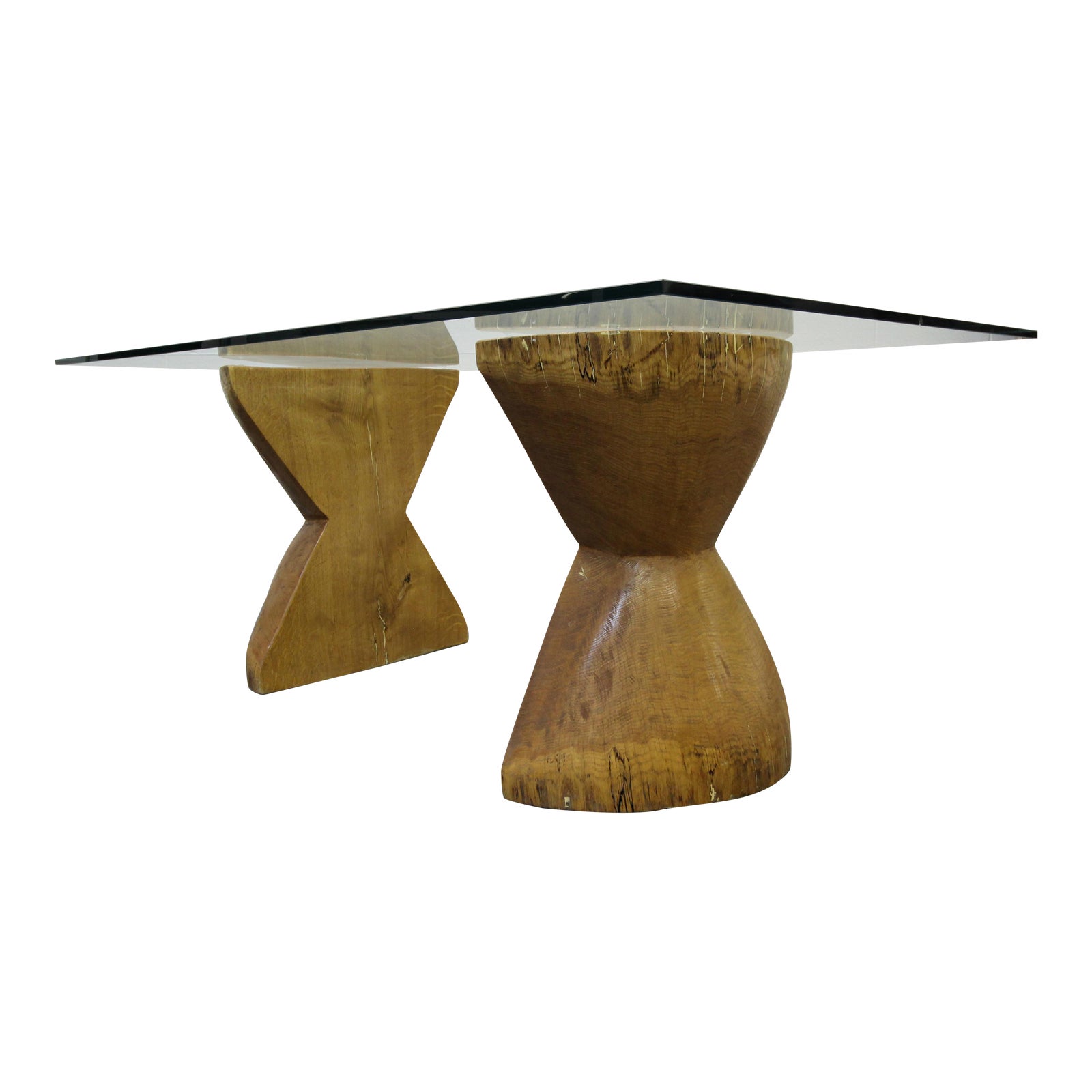 Pair of Raw Live Edge Wood Hourglass Dining Table Pedestals | Chairish