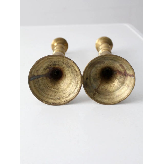 Antique Brass Candlestick Holders Pair | Chairish