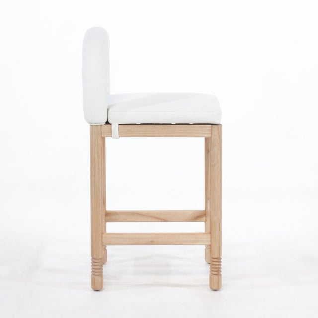 Heidi Teak & Boucle Counter Stool | Chairish