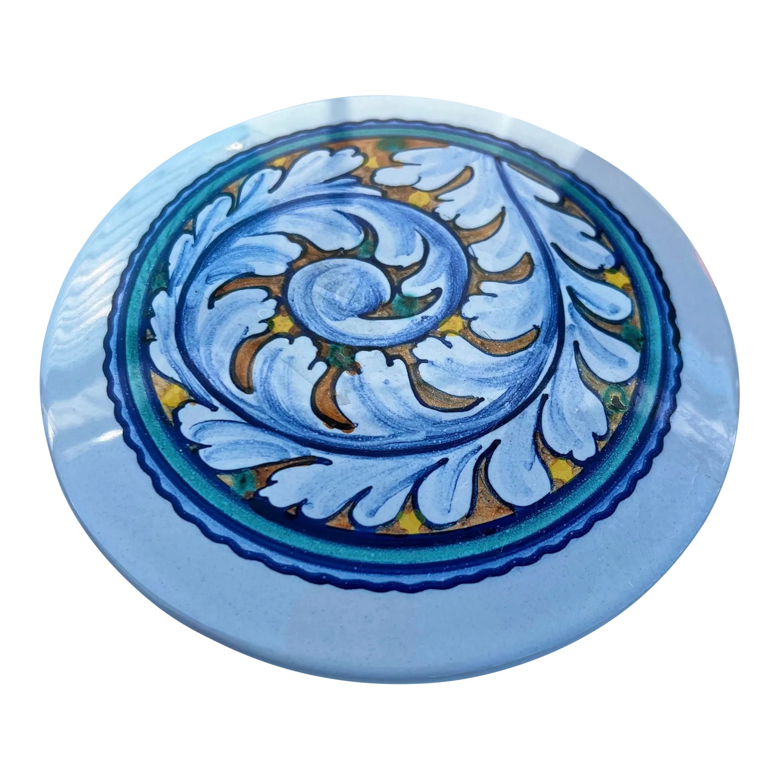 Vintage Round Ceramic Box - Signed | Chairish