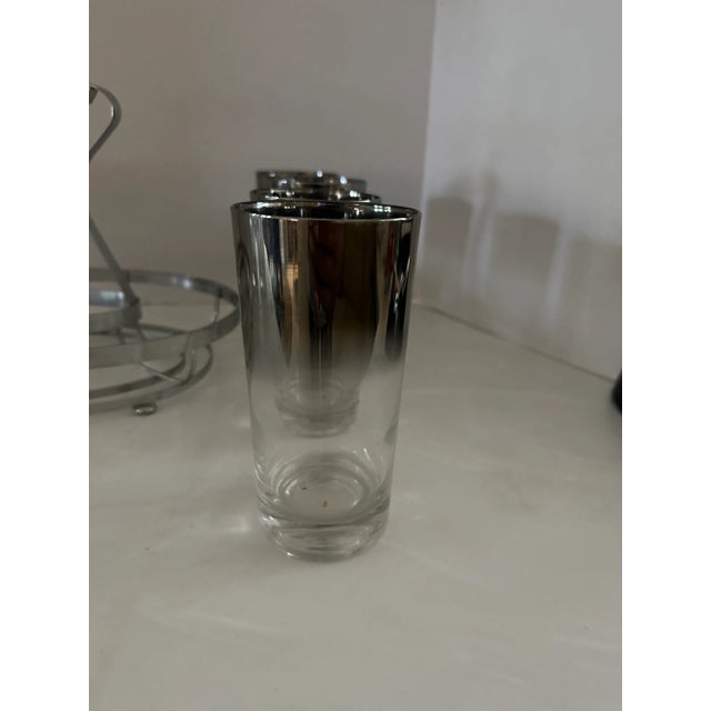 Dorthy Thrope Style MCM Mercury Fade Glasses and Caddy Set of 8 | Chairish