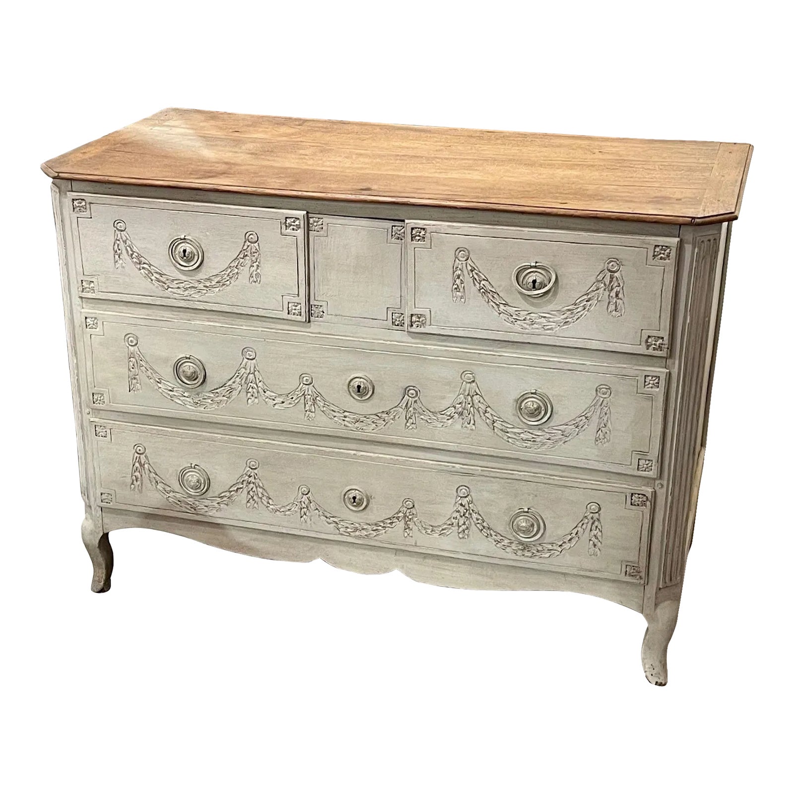 French Painted Oak Commode | Chairish