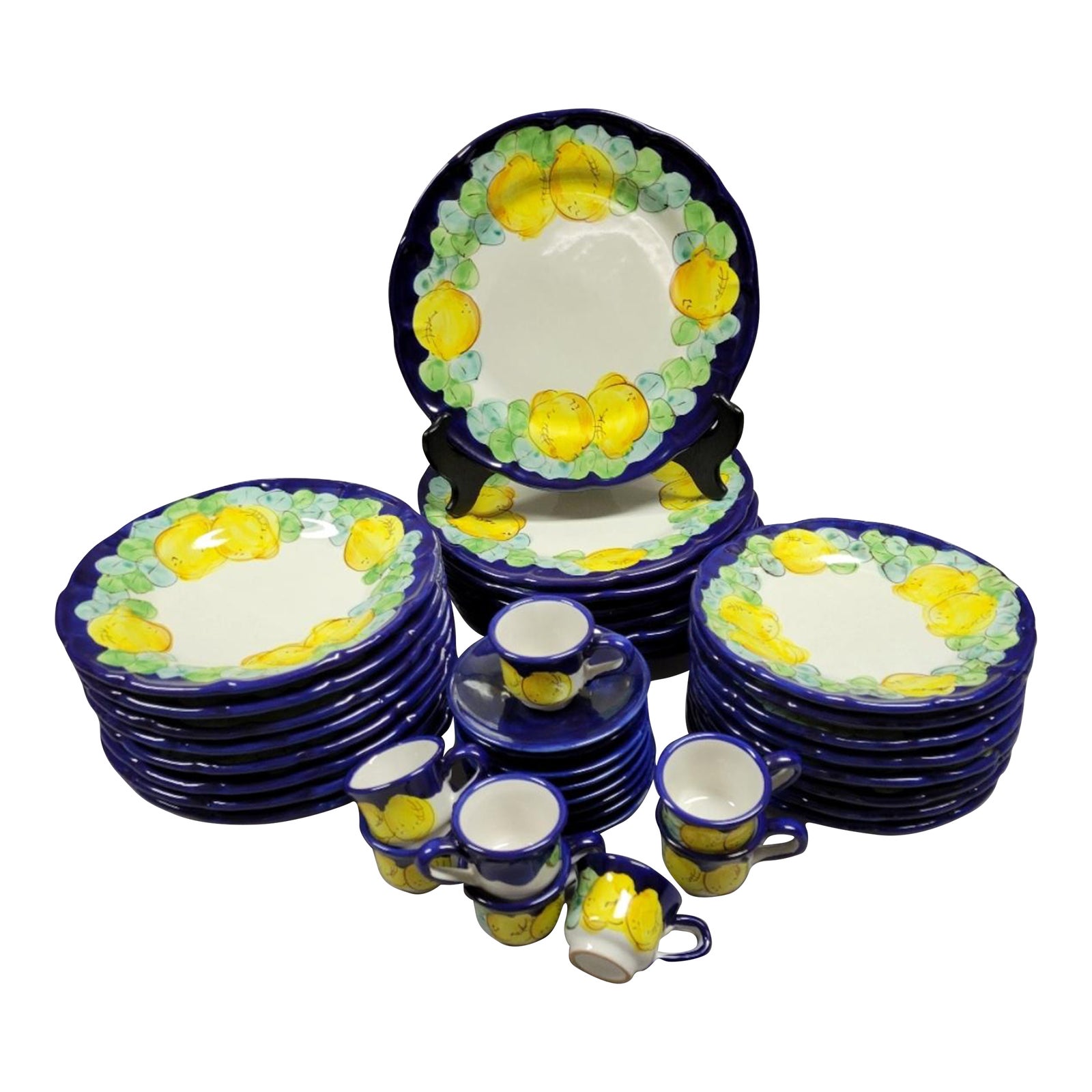 Vintage Positano Italian Ceramic Lemon and Leaves Dinnerware Set - 40 ...