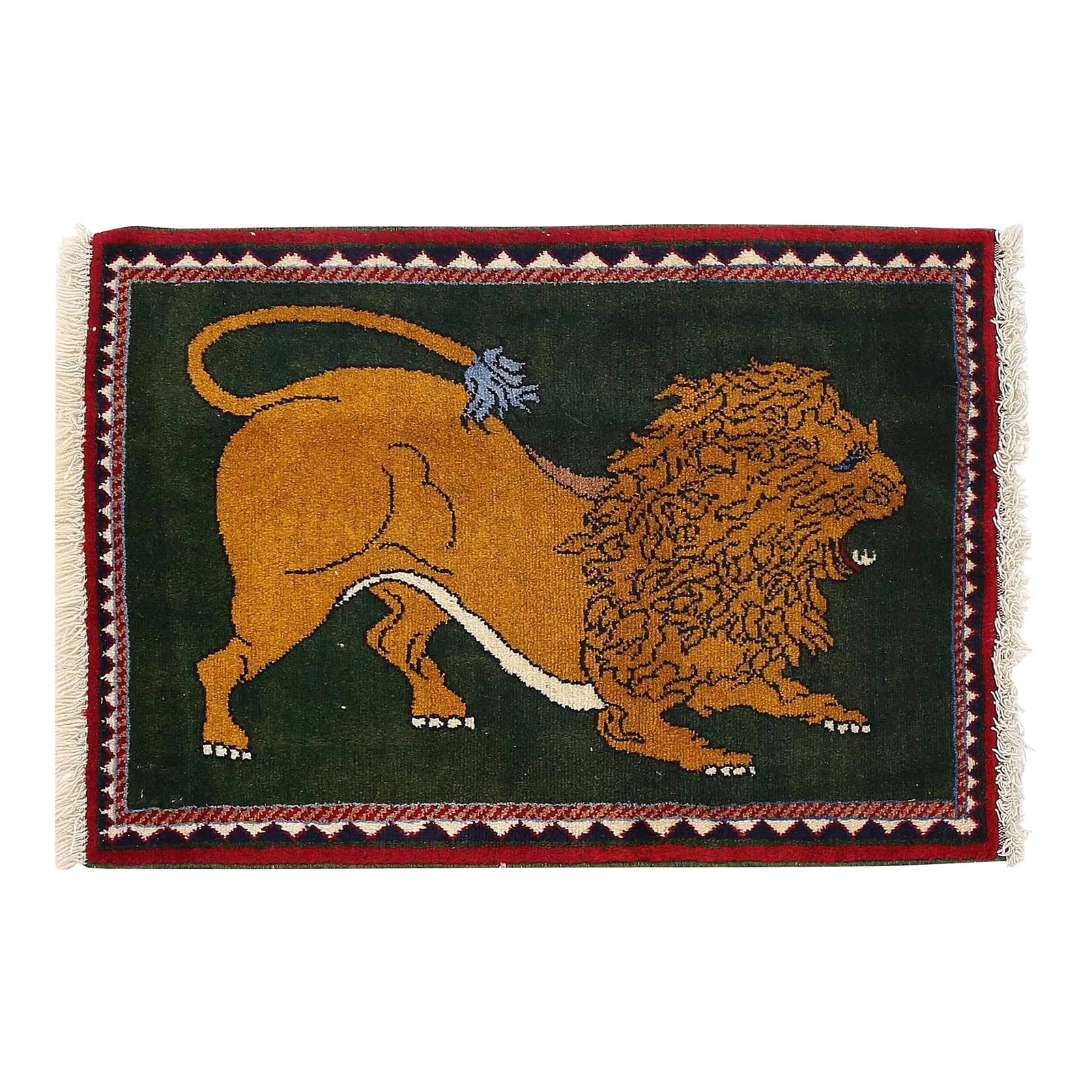 Pasargad Animal Pictorial Lion Shiraz Area Rug | Chairish