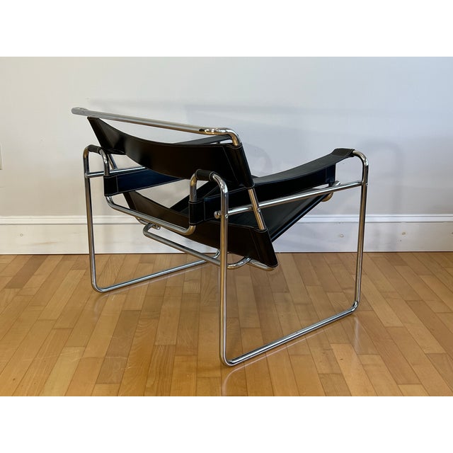 Wassily Chair Model B3 in Black Leather by Marcel Breuer, Italy, 1925 ...