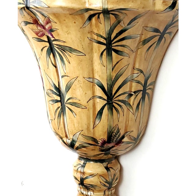 1970s Large Vintage Chinese Porcelain Wall Pockets With Hand Painted ...