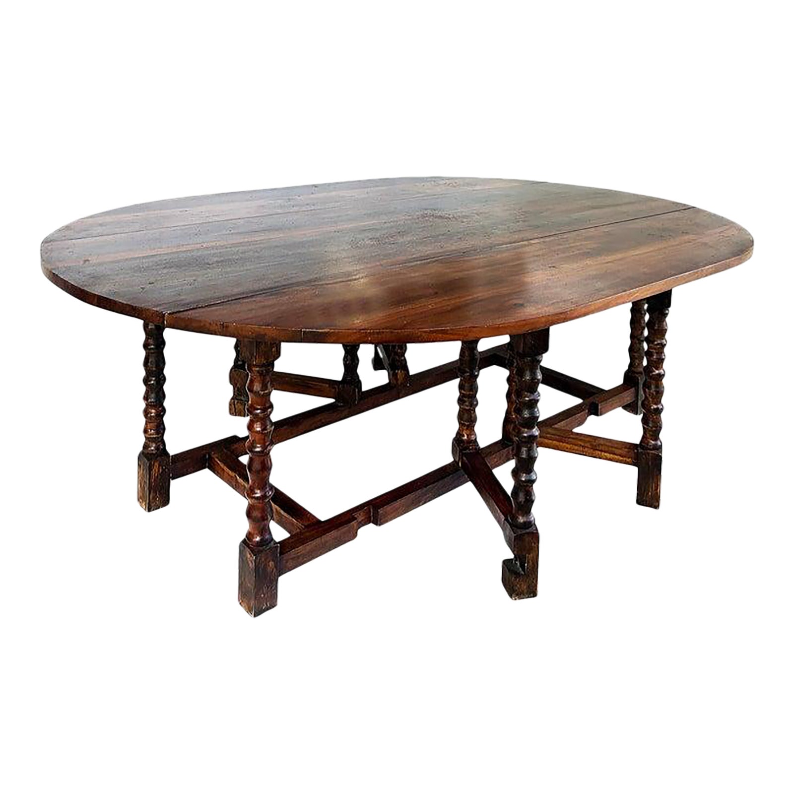 Early 20th Century Oval Wood Gate-Leg Drop-Leaf Dining Room Table With ...