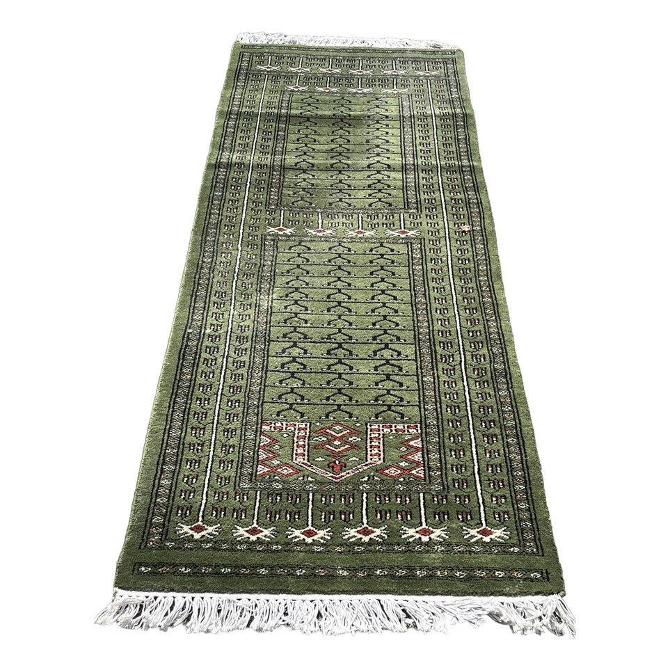Vintage Green Runner Rug | Chairish