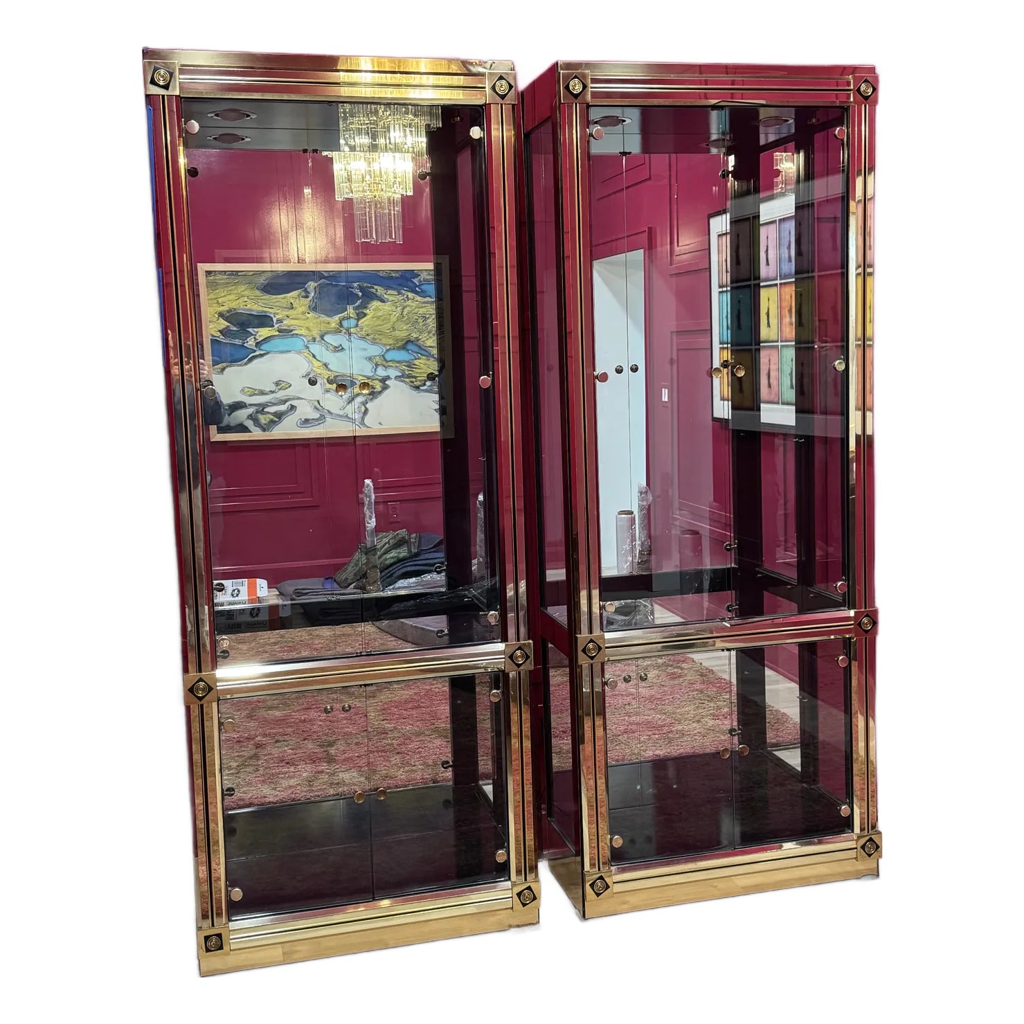 1970s Vintage Brass Mastercraft Neoclassical Display Cases, a Pair ...