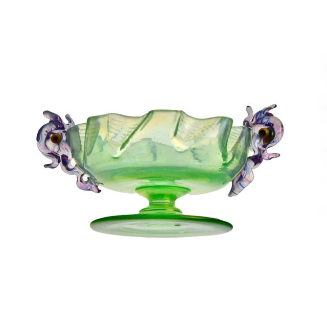 Antique Venetian Hand Blown Salt Cellars With Dolphin Handles - Set of ...
