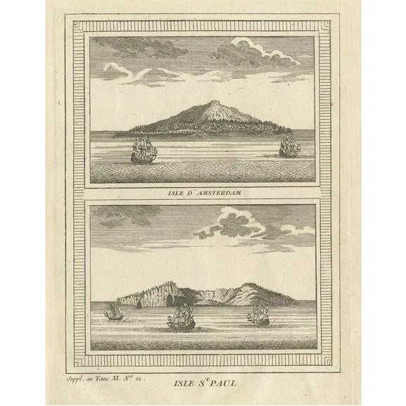 J.N. Bellin, Amsterdam and St. Paul Island, 1753, Paper | Chairish
