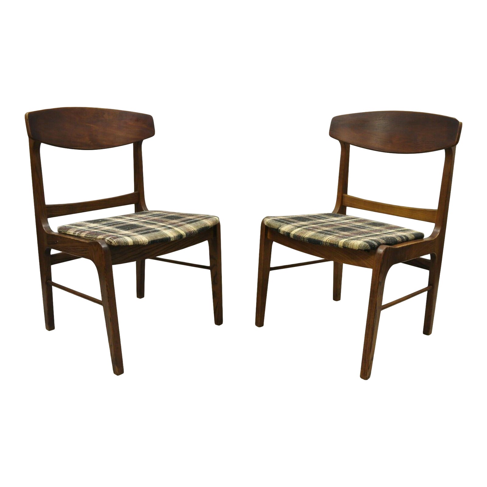 Vintage Mid Century Walnut Oak Sculptural Curved Back Dining Chairs - a ...