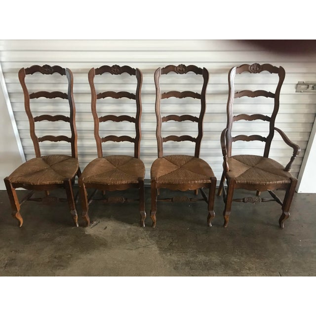 Set of 4 Tall French Country Ladder Back Chairs, Circa 1930s | Chairish