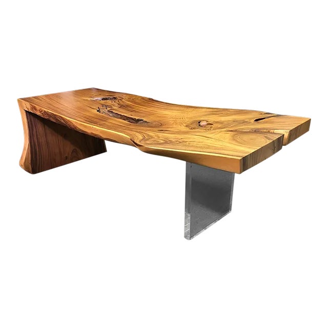 Live Edge Dining Table With Acrylic Base | Chairish