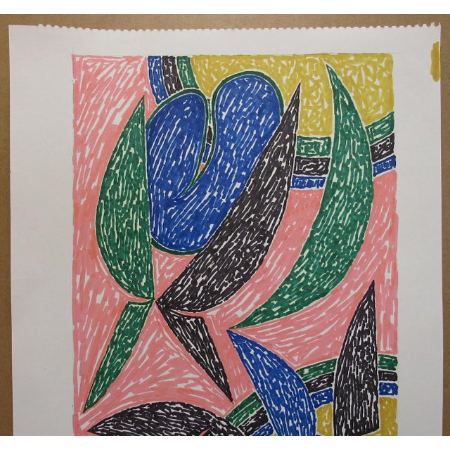 Mid 20th Century Geometric Abstract Marker Drawing by Achillo Sullo ...