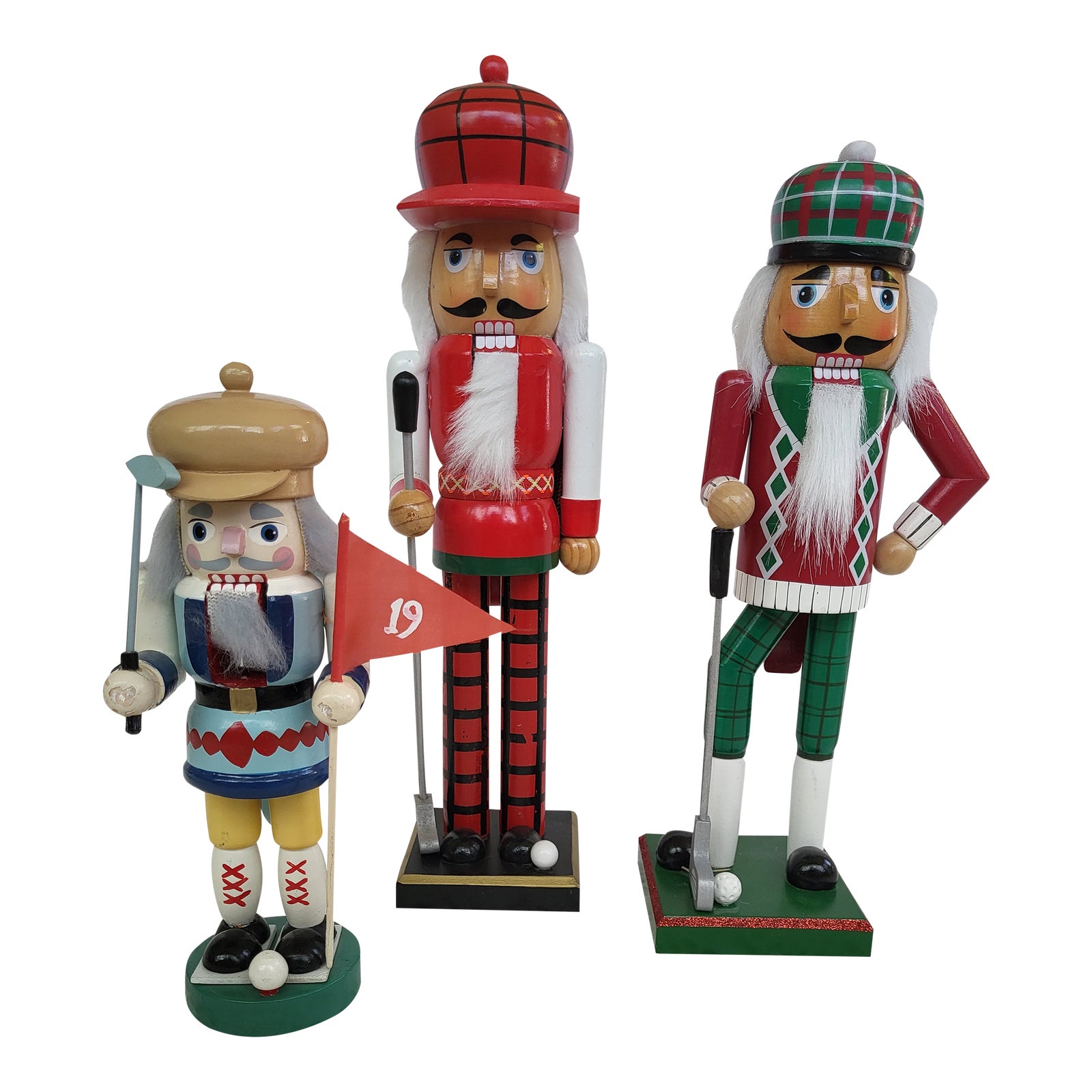 2000s Wooden Golfer Nutcrackers - Set of 3 | Chairish