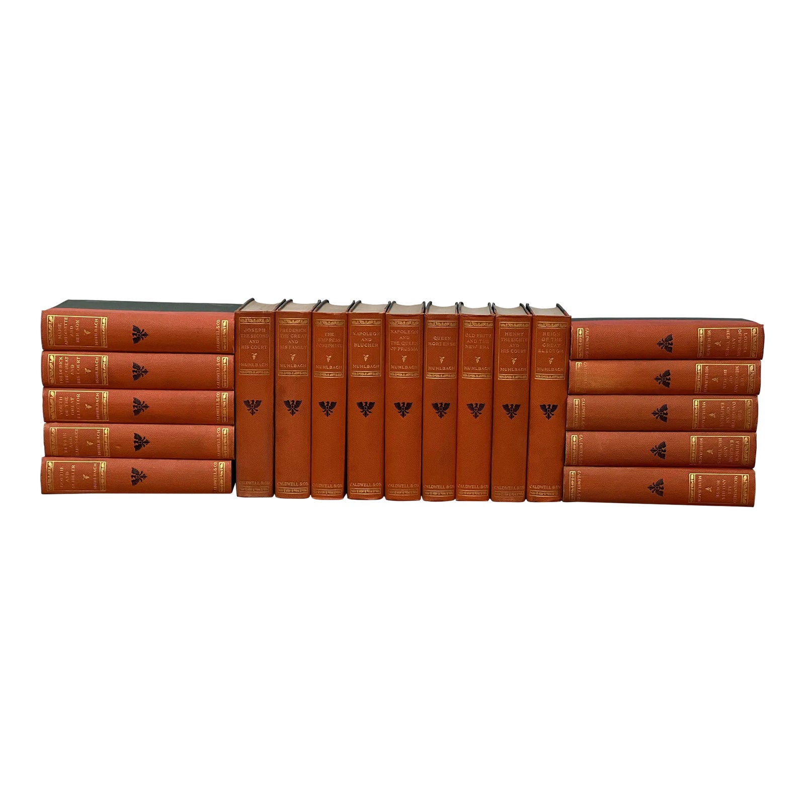 1950s Louisa Muhlbach Guilt Leather Bound Library Book Set - 19 Pieces ...