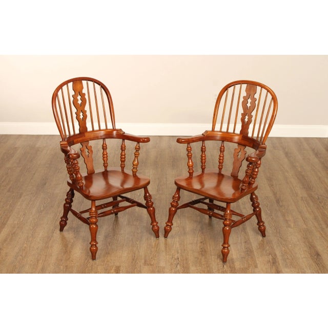 Vintage Leopold Stickley Cherry Windsor Armchairs - A Pair | Chairish