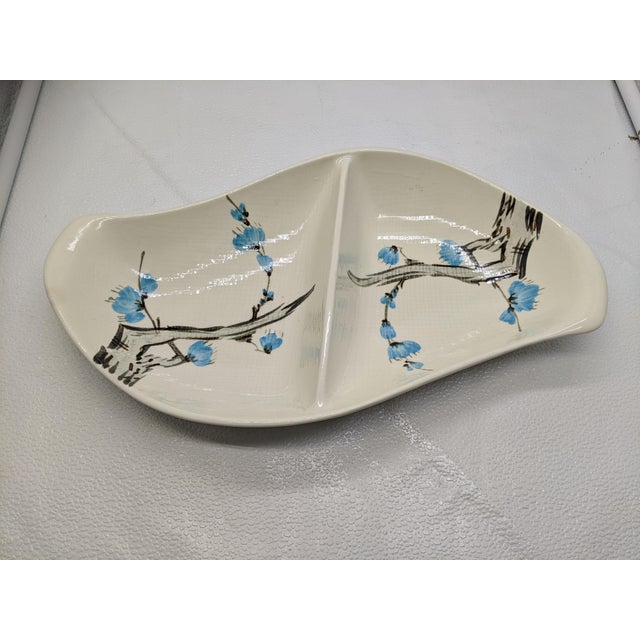 1950s Red Wing Pottery Driftwood Divided Serving Dish | Chairish