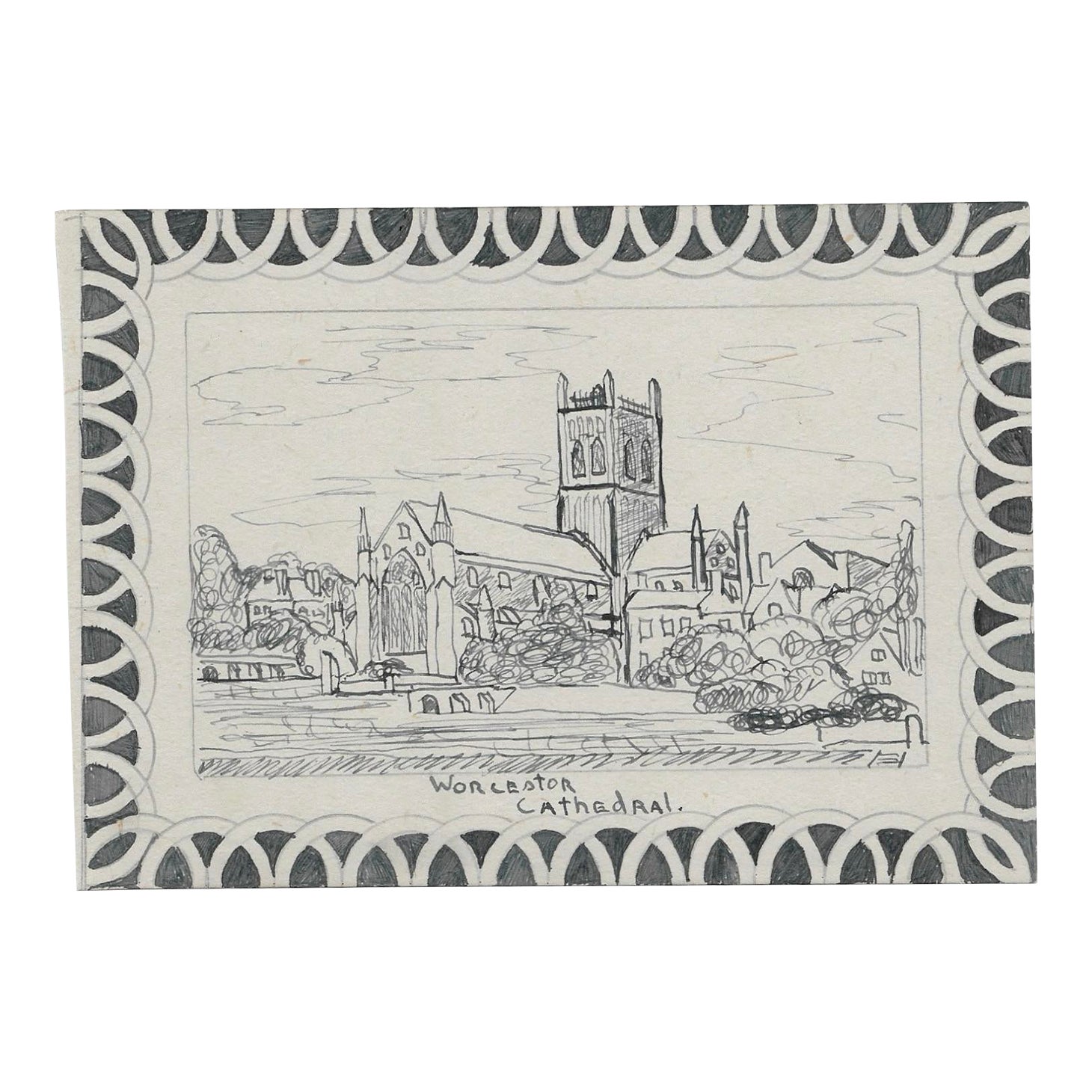 1943 William Wood Worcester Cathedral Drawing | Chairish