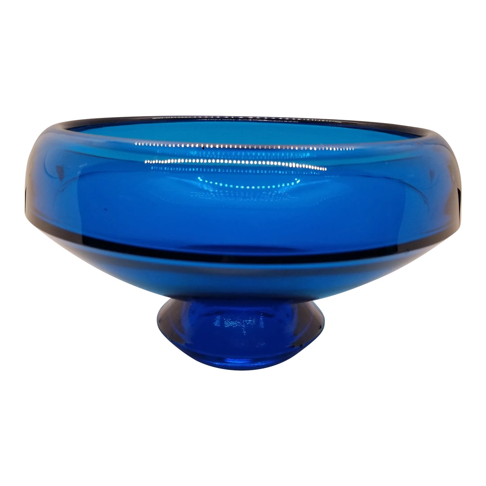 Vintage Tiffin Blue Glass Compote Dish | Chairish