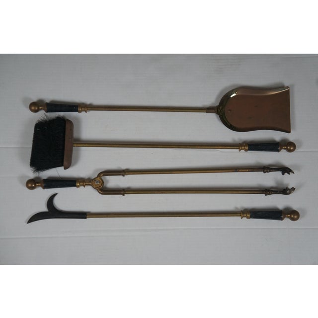 Vintage Decorative Crafts 5 Piece Brass Marble Hearth Fireplace Tools ...