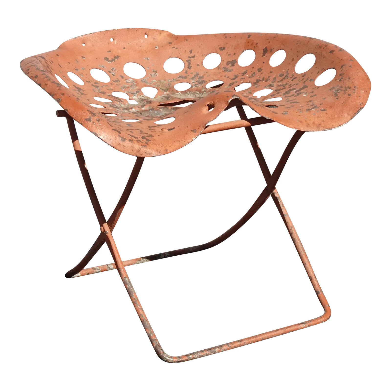 Vintage French Country Rustic Farmhouse Red Tractor Stool Seat | Chairish
