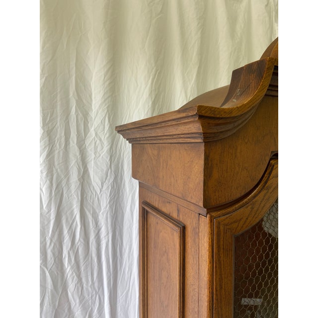 Vintage Solid Wood Chicken Wire Display Cabinet | Chairish