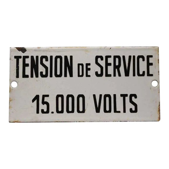 Black & White "Tension De Service" Sign | Chairish