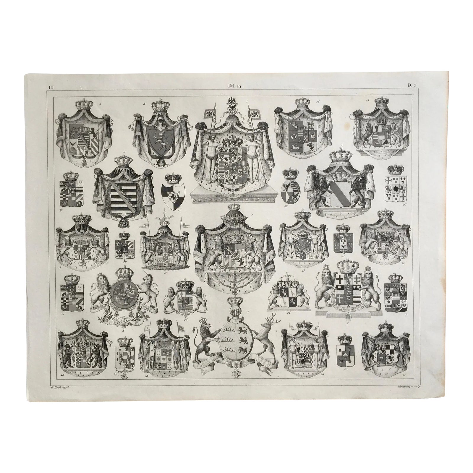 1851 Antique Steel Engraving Print of Heraldic Coat of Arms by G ...