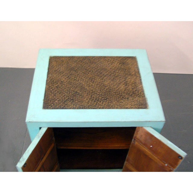 1980s Chinese Northern Country-Style Powder-Blue Lacquered Nightstand ...