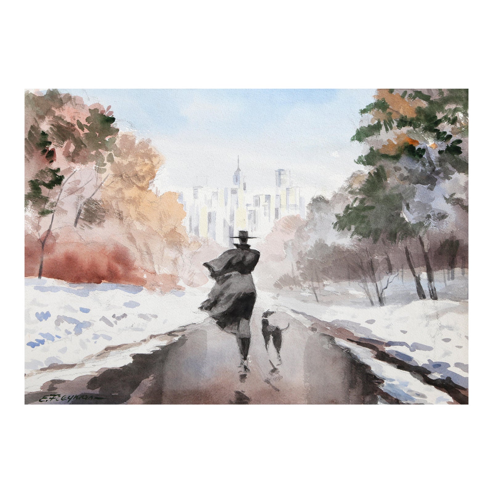 New York Central Park, Erik Freyman Watercolor With Pastels on Paper ...