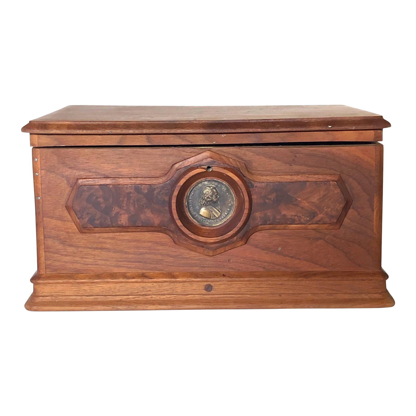 Handmade Redwood Box With Medallion | Chairish