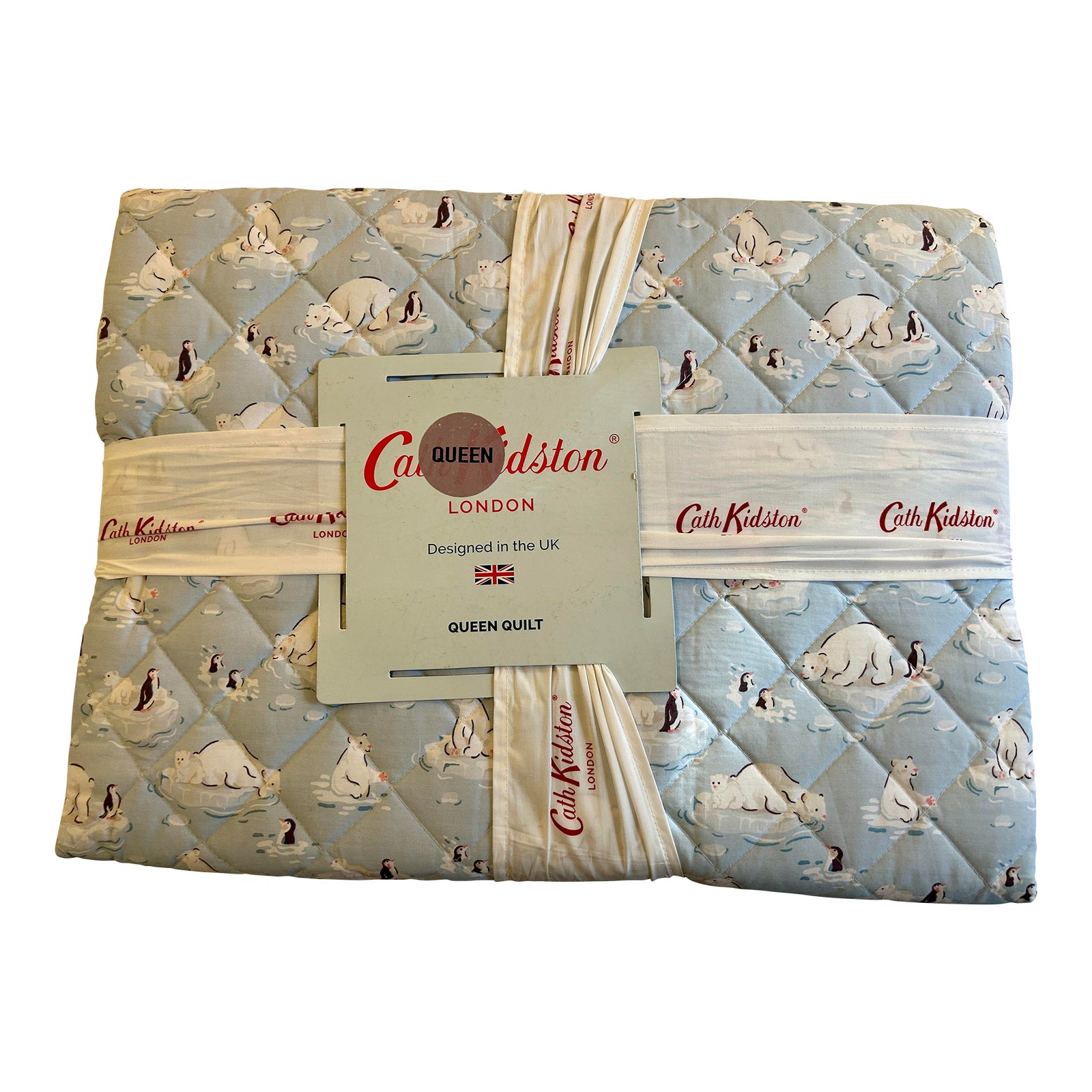 Cath Kidston Christmas Queen Quilt Ice Blue Penguins Polar Bears New ...