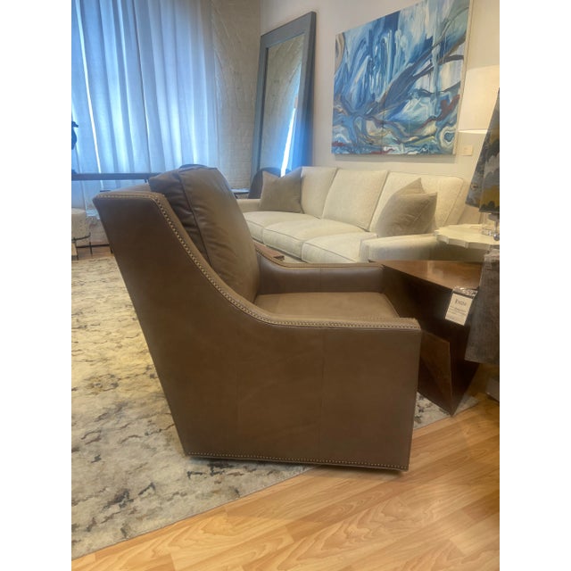 Leather Wingback Swivel Chair | Chairish