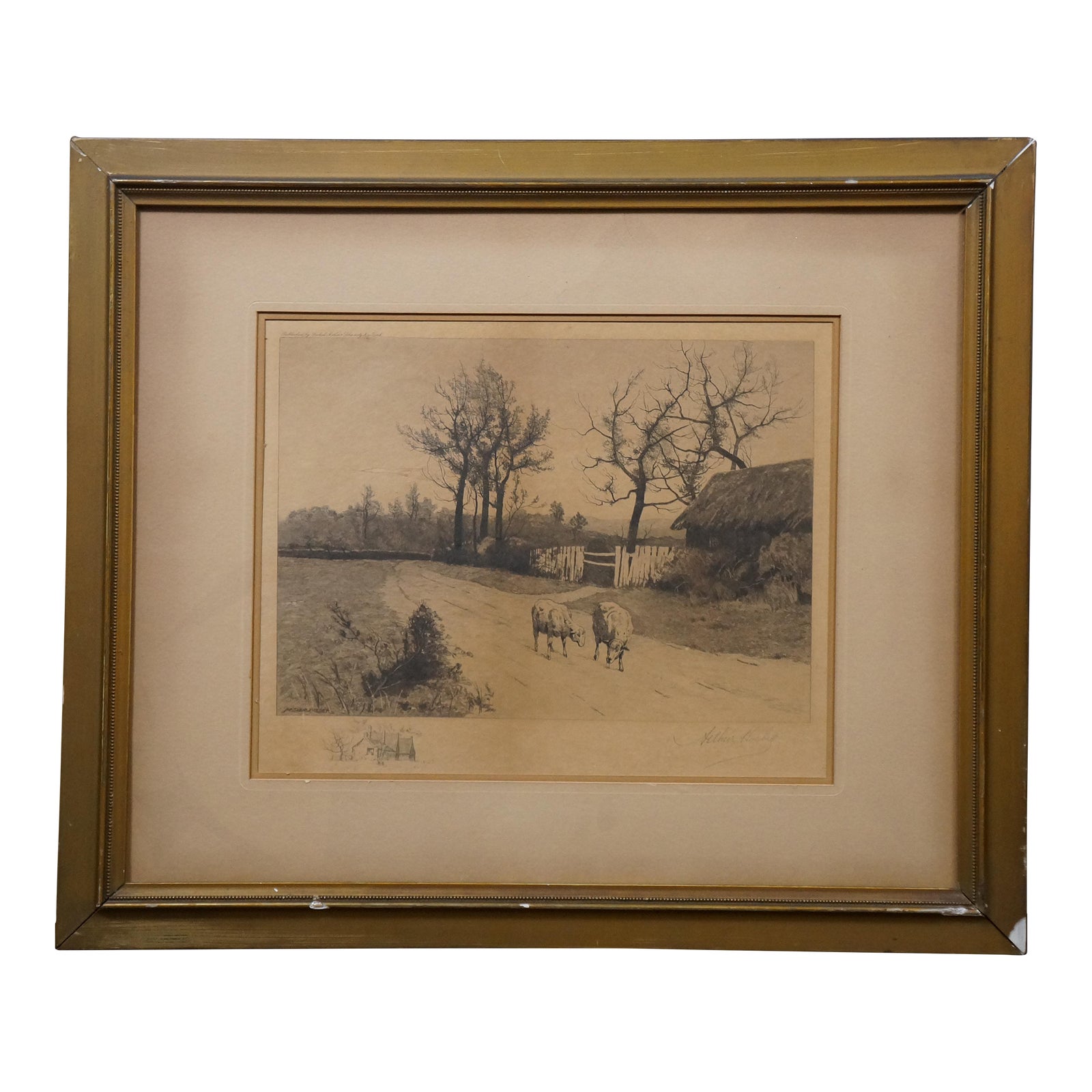 Late 19th Century Antique Arthur Hoeber Sheep on a Country Lane Signed ...