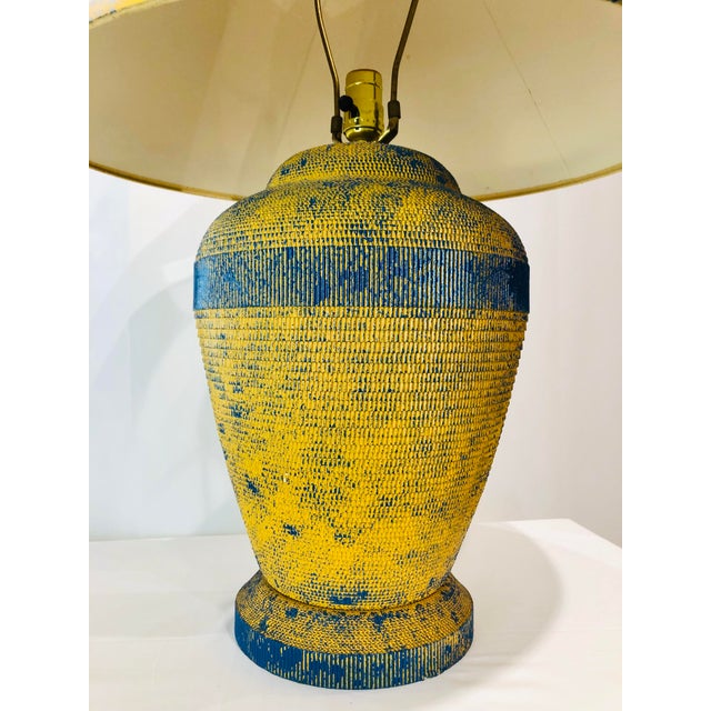 Vintage Late 20th Century Splatter Painted Corrugated Paper Table Lamp ...