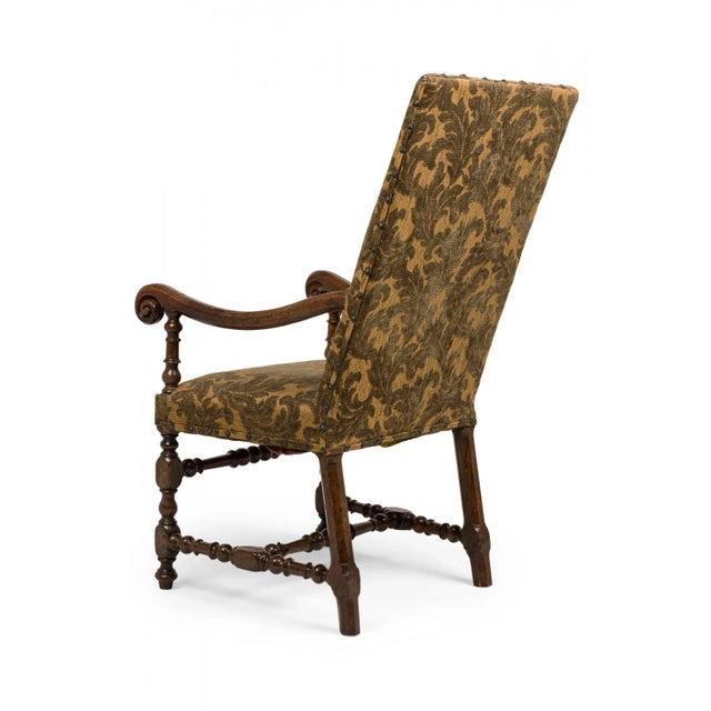 French Louis XIV Walnut Floral tapestry Upholstered Armchair | Chairish